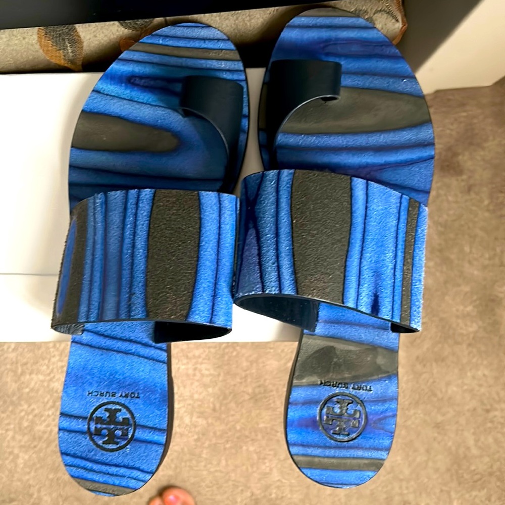 Tory Burch Kempner One Toe Slide Sandal Tory Navy Siz… - Gem